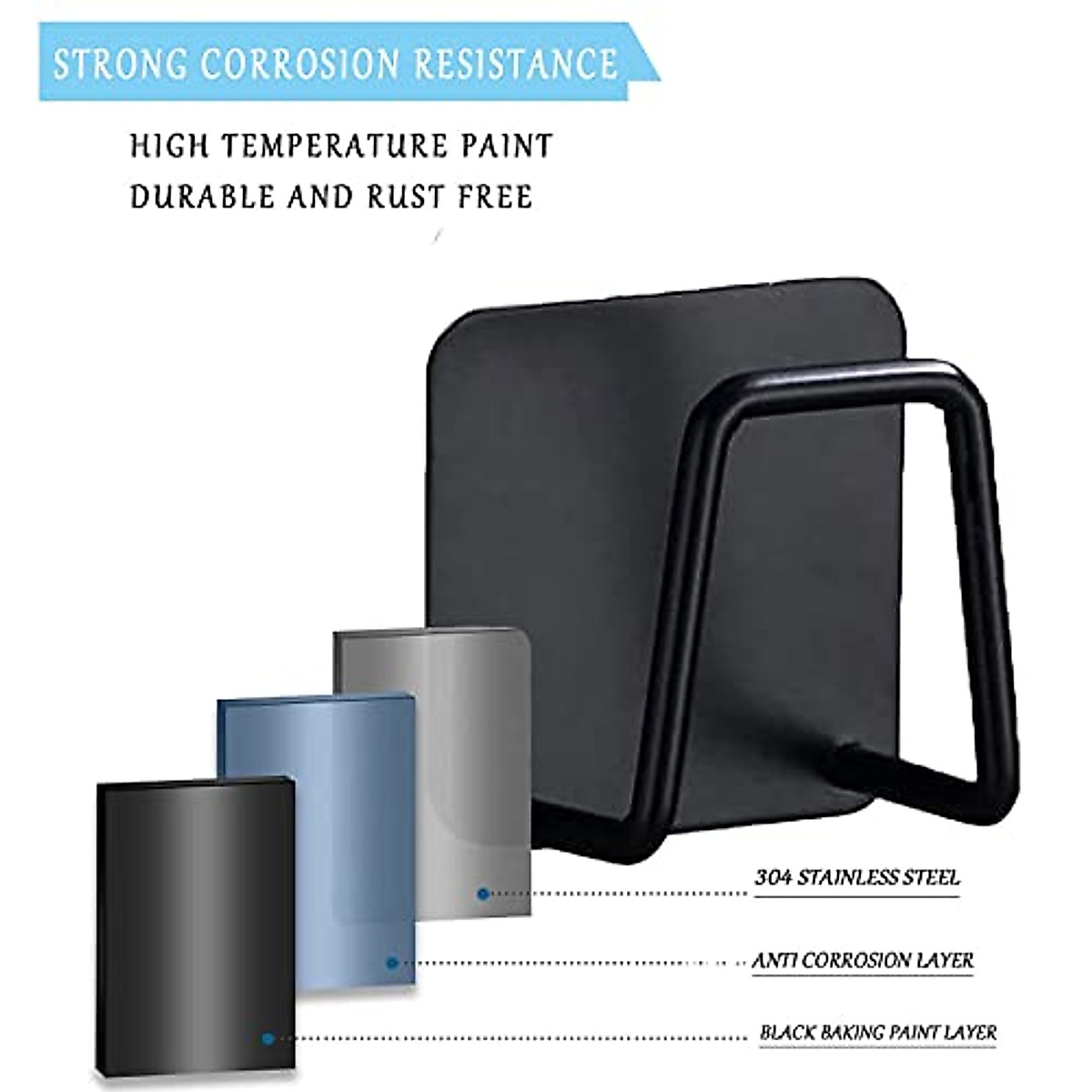 6-Pack Dish Sponge Holder for Kitchen Sink, Sink Caddy, 3m Adhesive Hooks, Kitchen Sink Sponge Caddy, - SUS304 Stainless Sink Adhesive Sponge Holder Cups Sink Accessories, Quick Drying (Black)