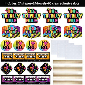 24 Pieces 80's Retro Decorations 1980's Centerpiece Sticks Baby Shower or Birthday Party Centerpiece Sticks Table Toppers Photo Booth Props