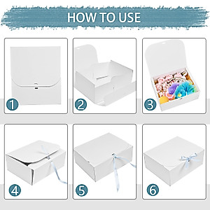WLUSEAXI 15Pack Gift Boxes with Lids for Presents, 10x8x4 Inch Bridesmaid Proposal Box, White Gift Boxes with Ribbon for Bride Shower, Birthday, Wedding, Party, Graduation Gift