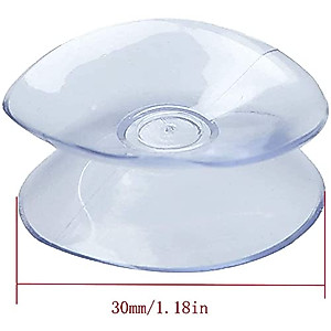 RLECS 12pcs Double Sided Suction Cups Sucker Pads for Glass, 1.18 Inch Transparent Blue PVC Plastic Small Suction Cup Without Trace