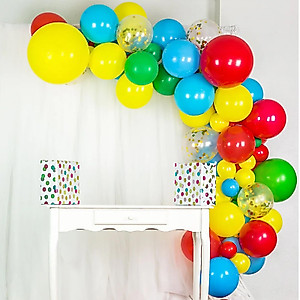 Red Yellow Blue Balloons, 60PCS Balloons Red Blue Green, 12Inch Matte Blue Yellow Red Green Latex Balloons Colourful Confetti Balloons for Kids Birthday Baby Shower Carnival Circus Party Decoration