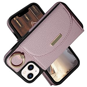 Keallce Case for iPhone 13 6.1'' Wallet Case, Flip Leather Case with 4 Card Holder, [Stand Ring Holder Kickstand] Protective Folio Phone Cover for Women Ladies Compatible with iPhone 13 2021 5G, Pink