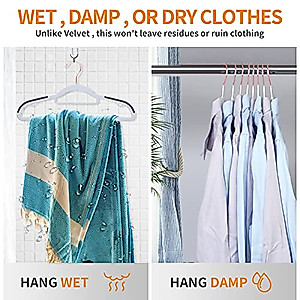 Plastic Coat Hangers 50 Pack Space Saving Coat Hanger Ultra Thin Non Slip Clothes Hanger Heavy Duty Pant Hangers with 360°Rotating Rose Gold Hook by GUFUR