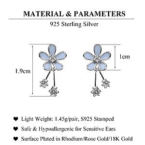 SLUYNZ 925 Sterling Silver Pretty Flowers Earrings Studs for Women Teen Girls Elegant CZ Flowers Studs Earrings (A-Silver)
