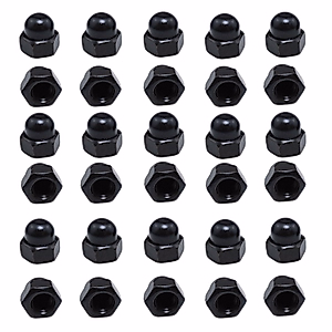 Meuey Lyot Black Stainless Steel Female Hexagon Socket Nuts Decorative Nuts Nut Covers M6 Acorn Nuts-30PCS