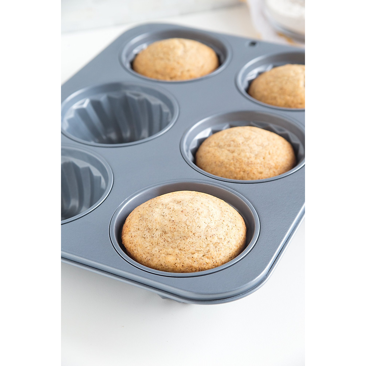 Fox Run Fluted Muffin Pan, 14 x 10.5 x 2 inches, Metallic