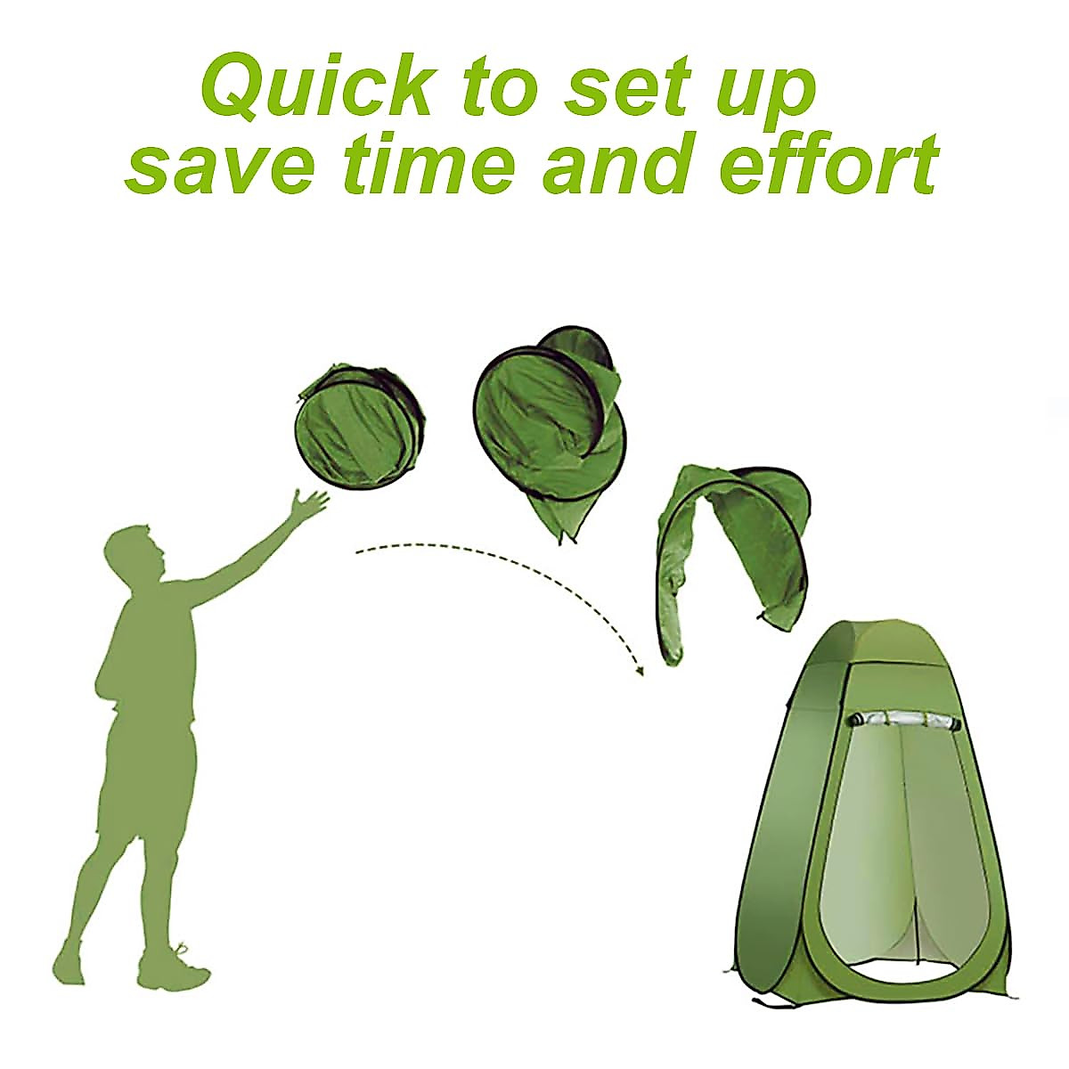 Pop Up Privacy Shower Tent, Portable Outdoor Camping Bathroom Toilet Tent, Extra Tall Privacy Shelters Room, Spacious Changing Room for Hiking Beach, Lightweight & Sturdy, Foldable, Green