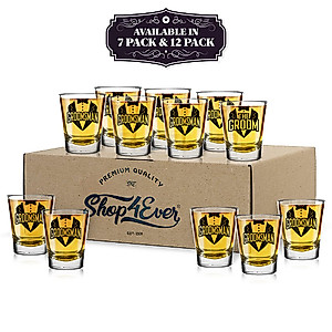 shop4ever The Groom and Groomsman Tuxedo Glass Shot Glasses Wedding Bachelor Party Shot Glasses (12 Pk, Groomsman Tux)