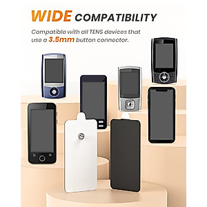 10-Pack TENS Unit Replacement Pads, Rectangular Snap TENS Electrode Pads with self-Adhesion for 50 Times, AVCOO Latex-Free 1.8"X3.8" TENS Pads Compatible with TENS EMS Devices Use 3.5mm Button Leads