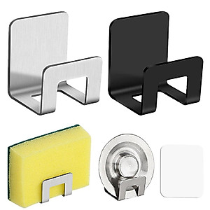 Sponge Wipe Two-Sided Cleaning Sponge Thickened Sponge Scouring Pad Stainless Steel Sponges Holder Self Adhesive Sponges Organizer Drain Racks