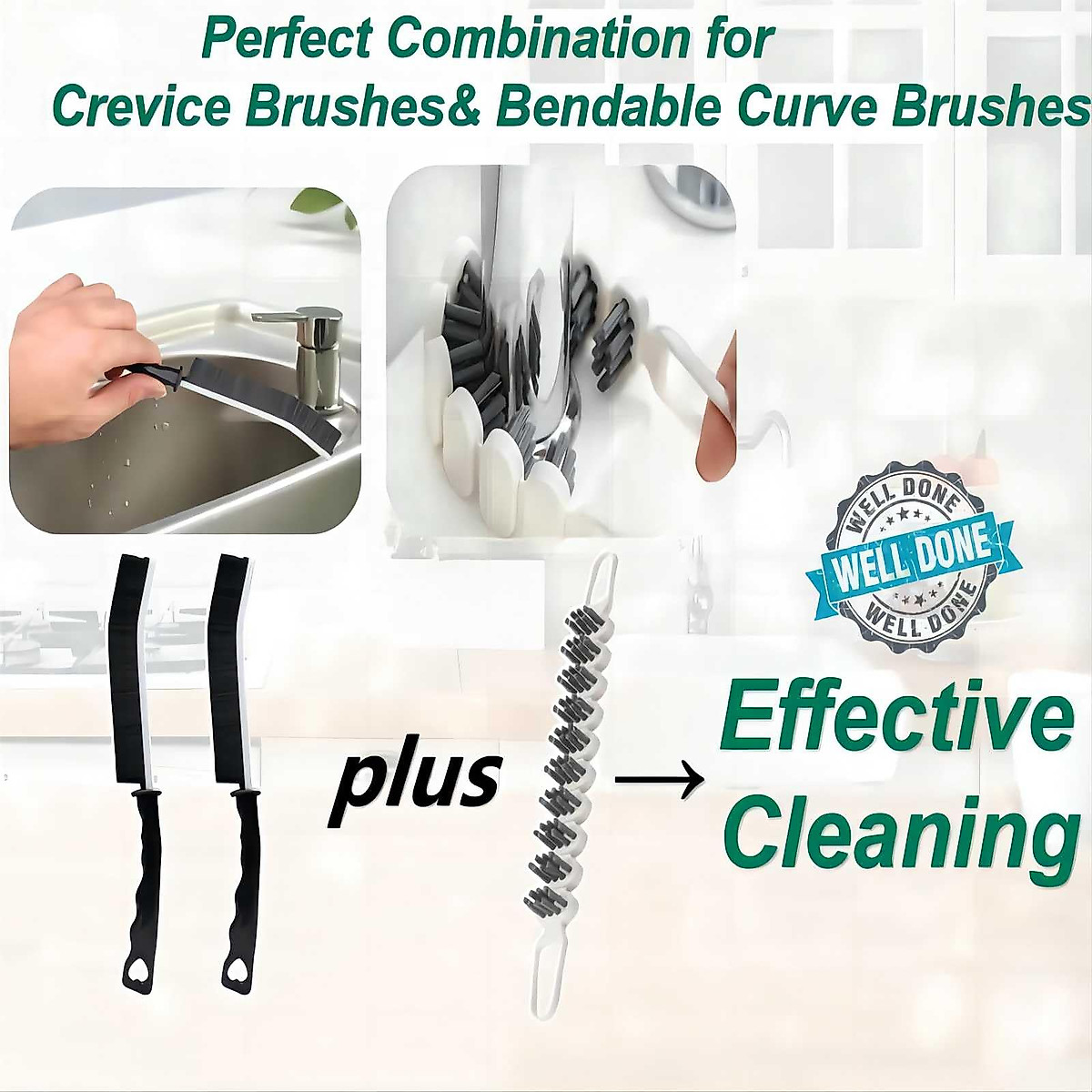 Crevice Cleaning Brush Hard Bristle Grout Brush Scrub Brush Toilet Brush Cleaning Tools Cleaning Supplies for Household Use Bathroom Kitchen 3 Pcs (Black&White)