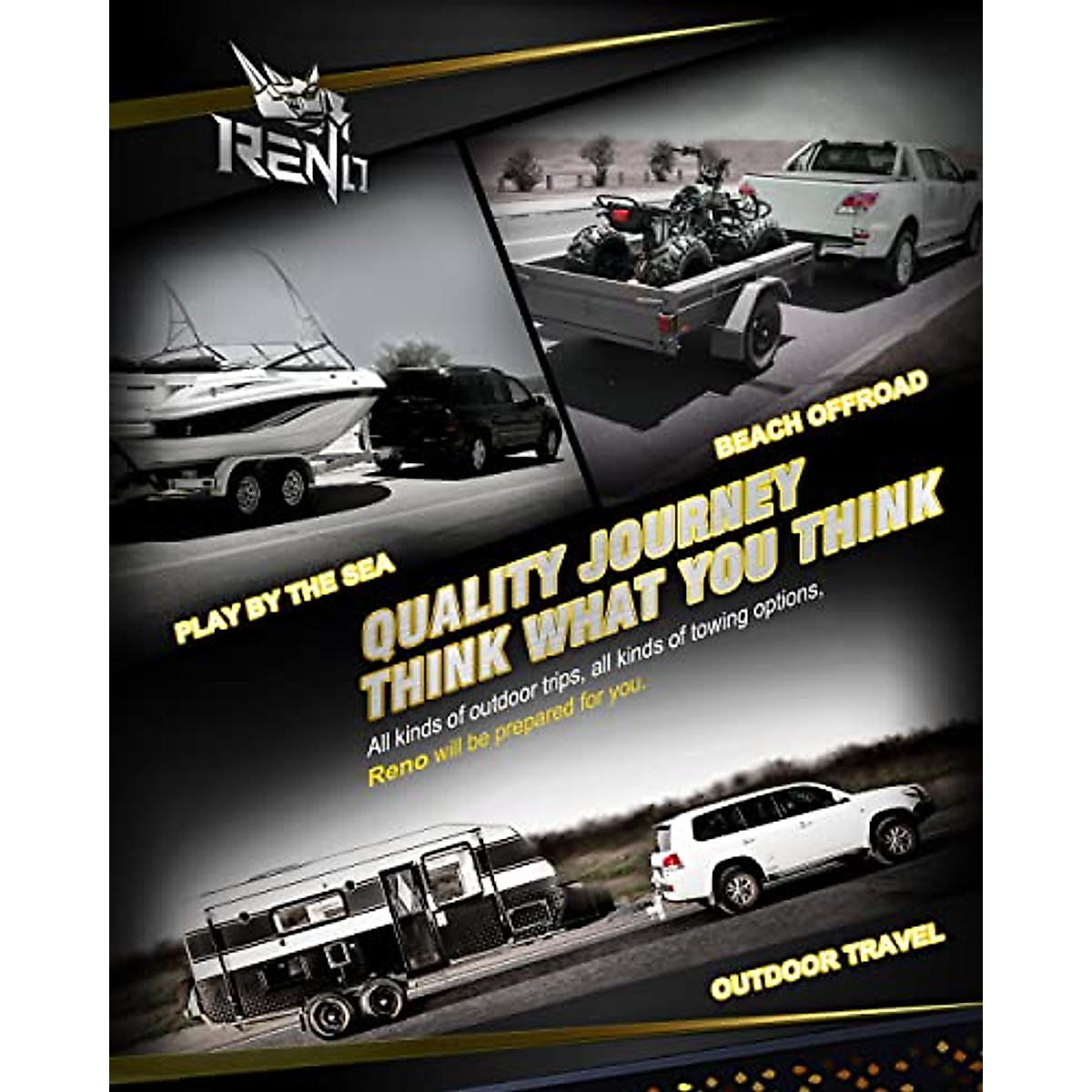 RENO Adjustable Trailer Hitch, Aluminum Dual-Balls with 2 Inch and 2-5/16 Inch, 4" Rise/Drop Hitch Ball Mount for 2" Receiver - 12,500 lbs Towing Capacity