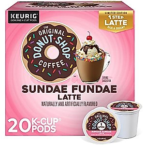 The Original Donut Shop Sundae Fundae One Step Latte, Keurig Single Serve K-Cup Pods, 20 Count