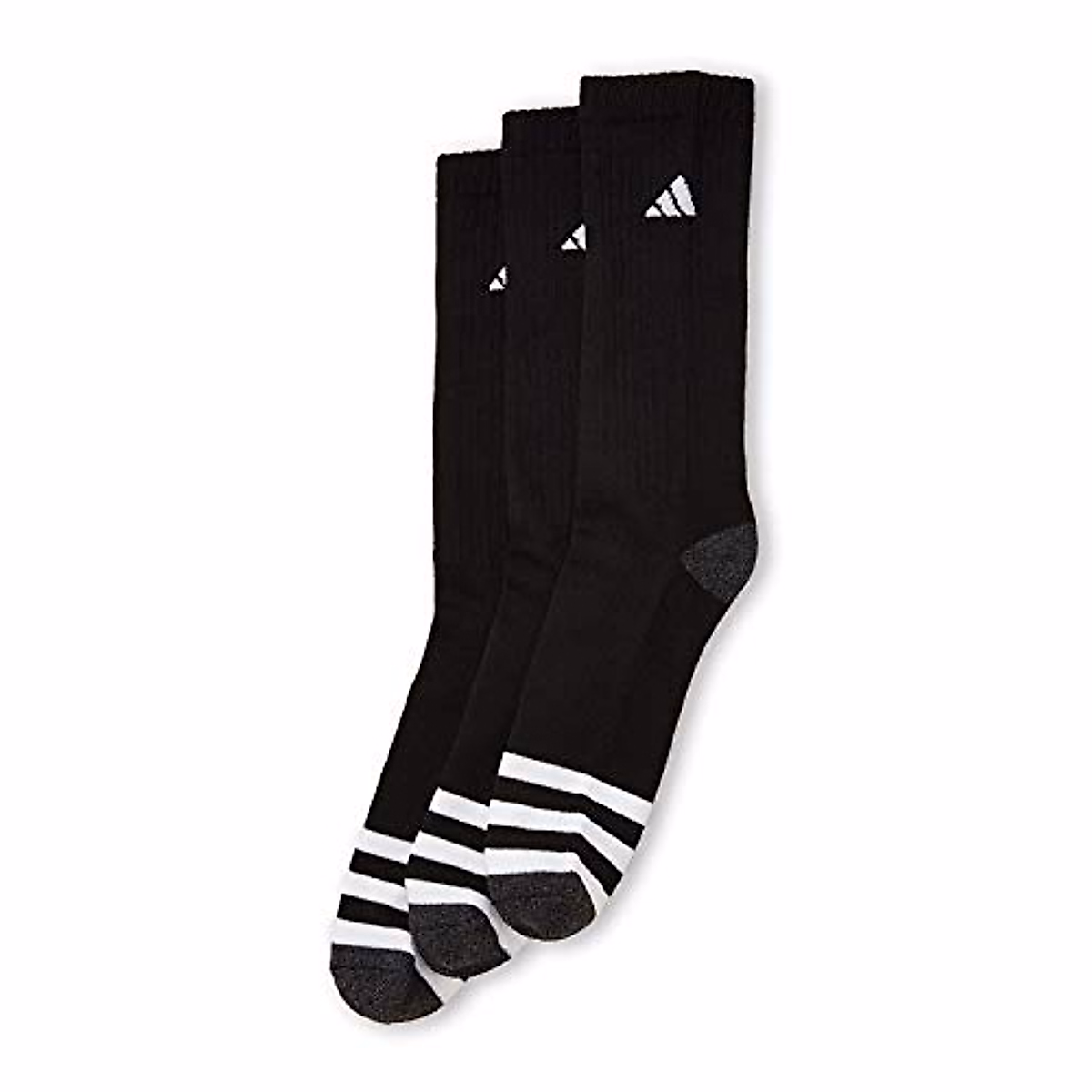 Adidas Men's 3 Pair Cushioned Compression Crew Socks; Grey (Shoe Size 6-12)