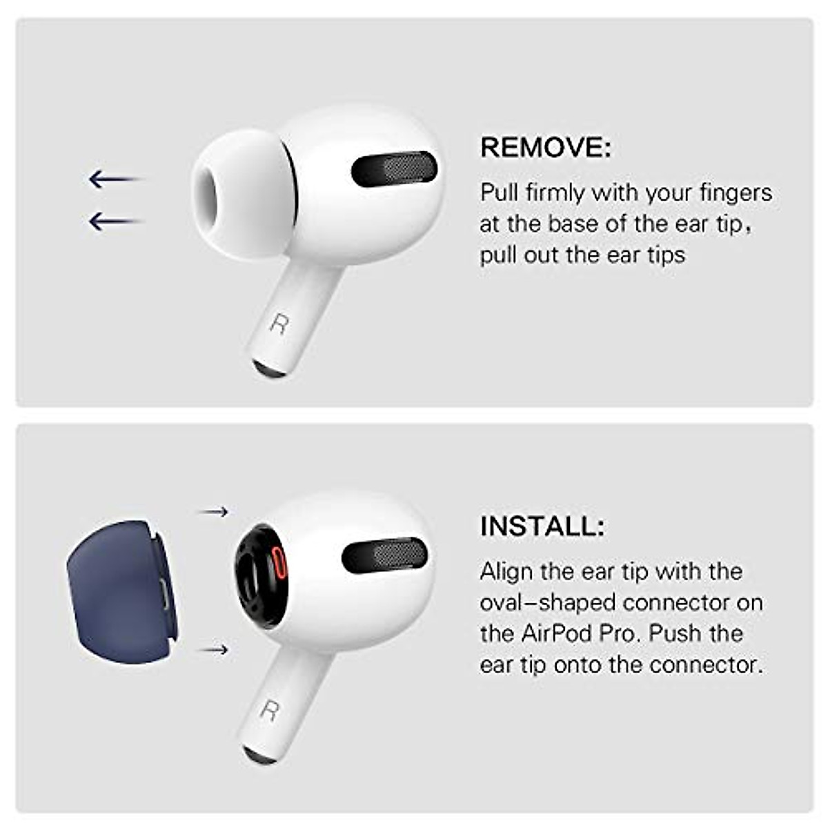 [4-Pair] for Airpods Pro Ear Tips (Silicone), WQNIDE Anti Slip Soft Silicone Airpods Pro Replacement Ear Tips Fit in The Charging Case (Black/Blue/Red/Green)