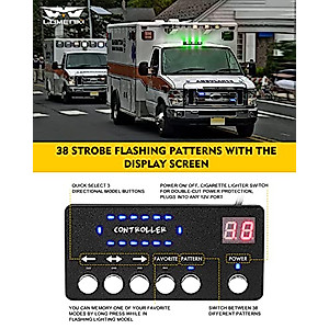 LUMENIX LED Rooftop Strobe Beacon Lights Magnetic Mount Emergency Traffic Security Warning Caution Flashing Plow Light Bar, for Construction Vehicles Tow Trucks Snowplow Postal Cars White/Green