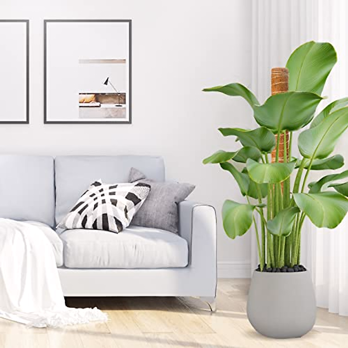 Mr Rabbi - 47.6 Inch Moss Pole for Plants Monstera, 4 Pack 15.7 Inch Coco Coir Moss Poles for Climbing Plants with 80pcs Garden Ties - Plant Support Extension to Grow Upwards