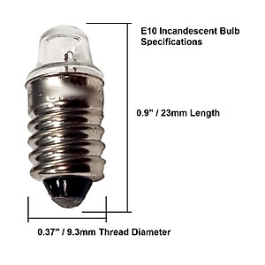 Sci-Supply Pack of 10 E10 Miniature Screw Base Light Bulbs, 1.5V / 0.3A Flashlight Style, Incandescent …