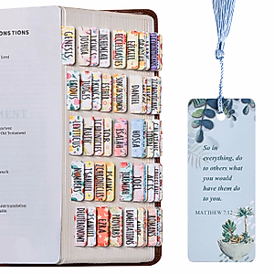 Laminated Bible Tabs, Bible Journaling Supplies, Personalized Bible Tabs for Women and Girl, 90 Bible Index tabs in Total, 66 Bible tabs for Old and New Testament, Additional 24 Blank tabs