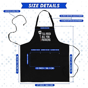 Exzillant - Embroidered Funny Aprons for Men - 3 pockets - Birthday, Christmas and Cooking Gifts for Dad, Brother, Husband - Polycotton -Black