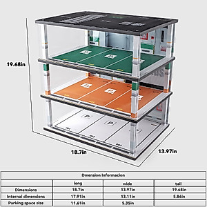 kivcmds Model Car Display Case 1:18 Scale Diecast Diorama Garage with Lights for Lego Alloy Car Collectibles Wood Storage Shelf,3 Tiers of 9 Parking Spaces