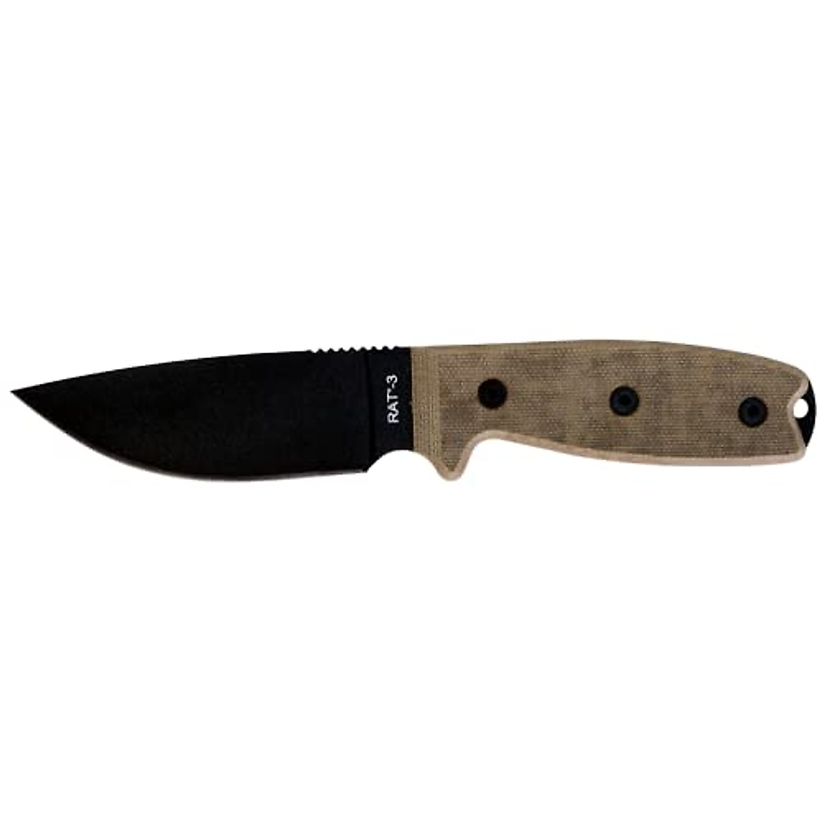 Ontario Knife Company 8665 Rat-3 Plain Edge with Black Nylon Sheath, Black/Tan, One Size
