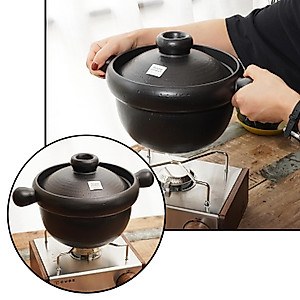 Banko Ware Rice Pot -Ground Product Series- Double Lid, Fluffy Rice, Donabe clay pot for, Microwave and Oven Safe, with English Manual, Made in Japan (3-5 servings)