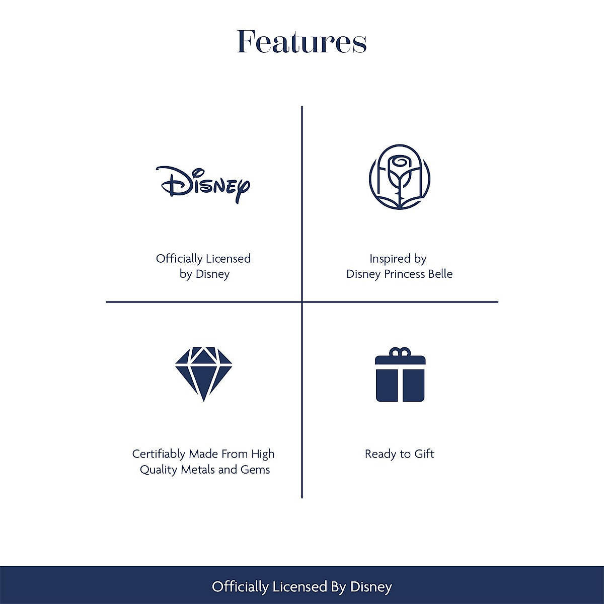 Jewelili Enchanted Disney Fine Jewelry 14K Rose Gold over Sterling Silver with 1/10 Cttw Diamond Belle Rose Ring Size 7