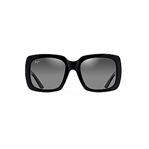Maui Jim Women's Two Steps Polarized Fashion Sunglasses, Black Gloss/Neutral Grey, Medium