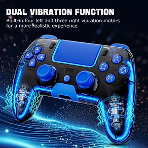 BRHE Wireless PS4Controller with Hall 3D Joysticks/RGB LED Lights/Programming Funtion,PS4Controller Remote Joystick Gamepad,Game Controller for PS4/Slim/Pro