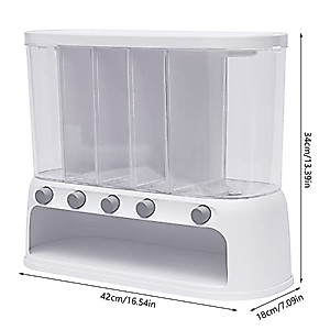 5-Grid Rice Dispenser, Dry Food Grain Dispense Wall Mounted Rice Container Kitchen Rice Storage Box Rice and Grain Storage Container Pantry Organization and Storage Suitable for Rice, Millet