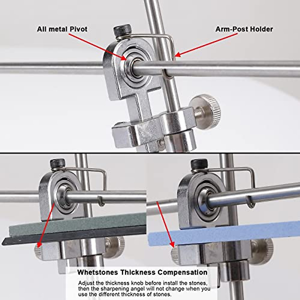 RUIXIN PRO RX-009 Professional Knife Sharpener with 12 Whetstones, 360° Rotation Flip Design Fixed-Angle Stainless Steel Kitchen Chef Knife Sharpening Kit Holding System Tools