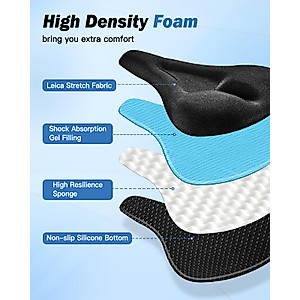 Zacro Bike Seat Cushion - Gel Padded Bike Seat Cover for Men Women Comfort, Extra Soft Exercise Bicycle Saddle Compatible with Peloton, Stationary Spin Cycling Bike, Outdoor & Indoor (11 x 7in)
