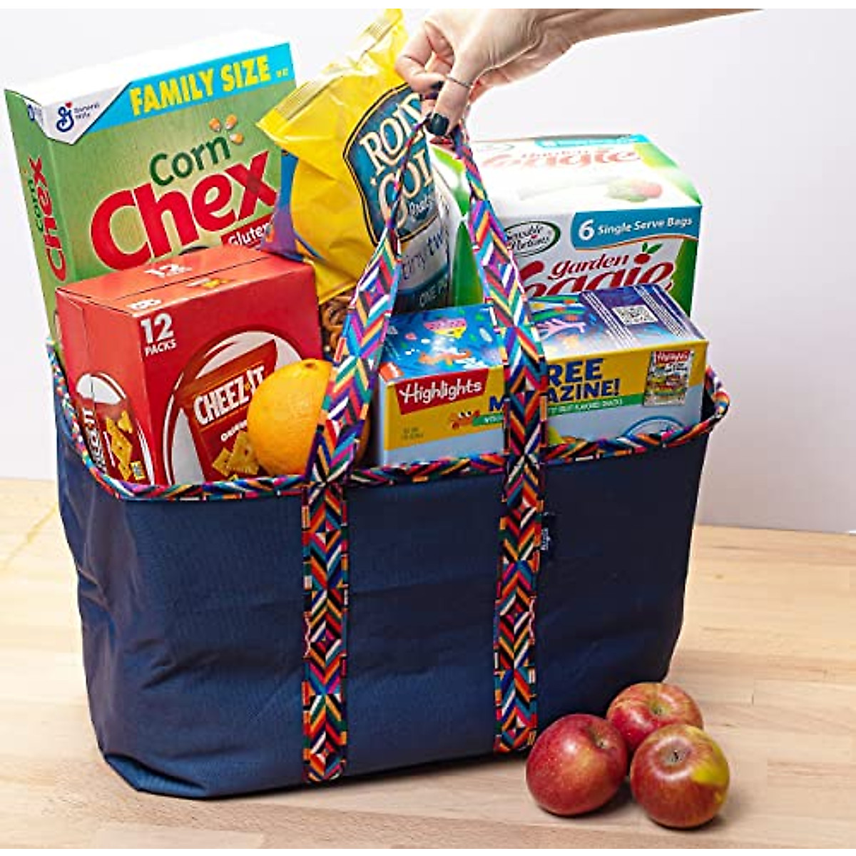 KITLIFE - Pop Up Laundry Tote –Collapsible Laundry Basket–Versatile Fabric Laundry Basket / Car Organizer / Grocery Bag, Navy