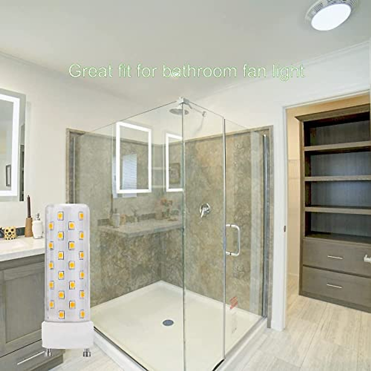 Makergroup GU24 LED Light Bulb Daylight Bright White 5000K-6000K High Brightness for Bathroom Ceiling Fan 13W 18W 23W T2 Spiral CFL Light Replacement, 120V 10W 2pcs(Not dimmable)