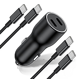 for Samsung Car Charger Fast Charging,45w Dual Port USB C Car Charger Adapter with 2Pack 10Ft Super Fast Charging Cable for Samsung Galaxy S22 S21 S20 Note 20,Type C Cable for iPad Pro 2021/2020/2018