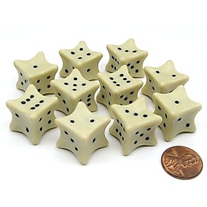 Pack of 10 D6 6-Sided 18mm Bone Dice - Roll Dem Bones RPG D&D Dice