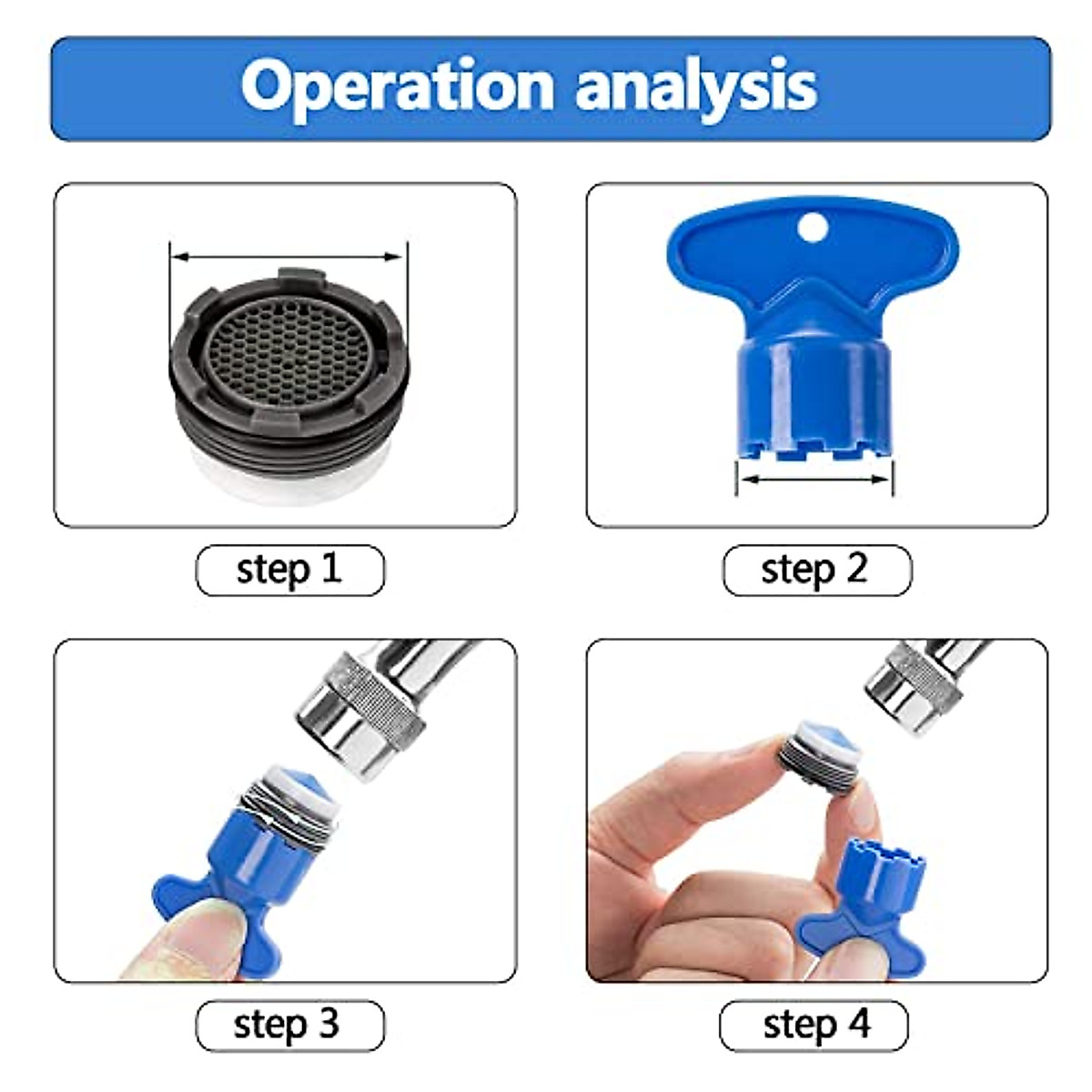 Faucet Aerator Aerator Wrench Aerator Key Flow Restrictor Set for Sink Tap Aerators 20 Pack M16.5 18.5 21.5 24 (4 Size)