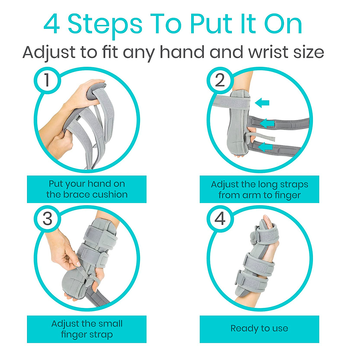 Vive Resting Hand Splint (Left) (w/ Rehab Video App) - Night Immobilizer Wrist Finger Brace - Thumb Stabilizer Wrap - for Arthritis, Tendonitis, Carpal Tunnel Pain - Functional Support for Sprains Fractures (Medium)