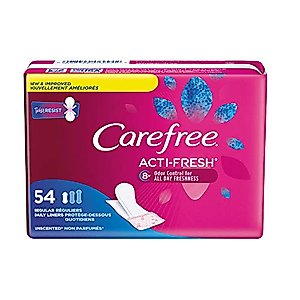 Carefree Body Shape Pant Liners, Regular, Multicolor Unscented 54 Count (Pack of 1)