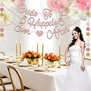 Bridal Shower Decorations,Pink Bridal Shower Decorations Includes Bride To Be Happily Ever After Decorations Paper Flower Ball for Wedding Bachelorette Party Decorations