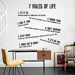 Inspirational Wall Decals Quotes Large Removable Motivational Vinyl Wall Quotes Stickers 7 Rules of Life Positive Word Sayings Spiritual Wall Decor for Office Living Room Classroom Bathroom