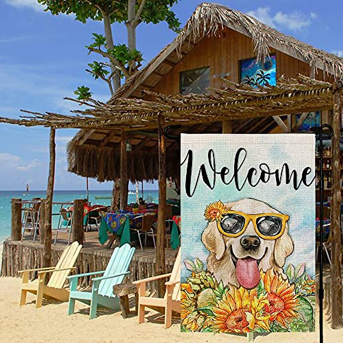 CROWNED BEAUTY Summer Dog Golden Retriever Garden Flag 12x18 Inch Double Sided Welcome Outside Small Yard Flag