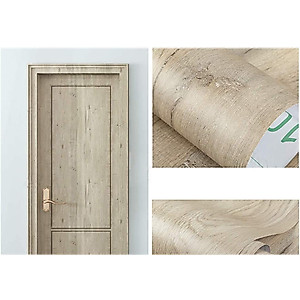 TaoGift Self Adhesive Vinyl Light Grey Wood Shelf Liner Paper Furniture Sticker for Kitchen Cabinets Door Table Cupboard Desk Walls Carfts 15.7"x117"