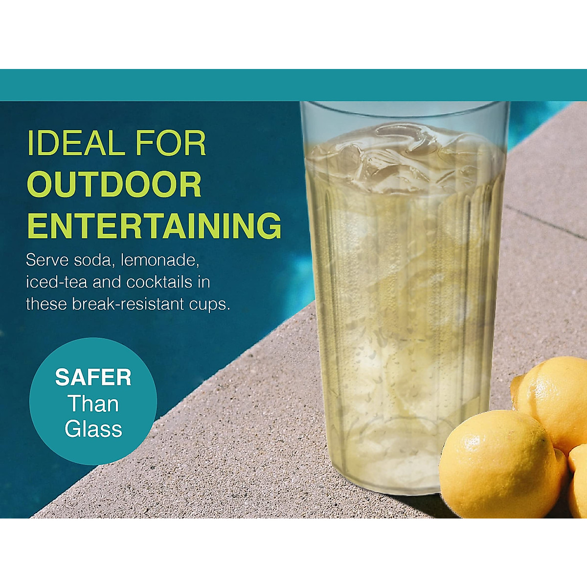 Arrow Home Products 10 oz Clear Plastic Tumblers, Set of 6 - Made in the USA, BPA Free Plastic - Break-Resistant Plastic Drinking Glasses for Indoor & Outdoor Use - Dishwasher Safe, Assorted Colors