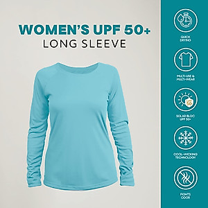 Vapor Apparel Women’s UPF 50+ UV Sun Protection Long Sleeve Performance Regular Fit T-Shirt for Sports and Outdoor, X-Large, Water Blue
