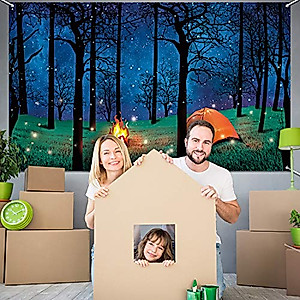 Blulu Forest Scene Camping Backdrop Supplies Camping Photography Background Photo Shoot Backdrop Party Decoration for Camping Theme Party Birthday Party Baby Shower