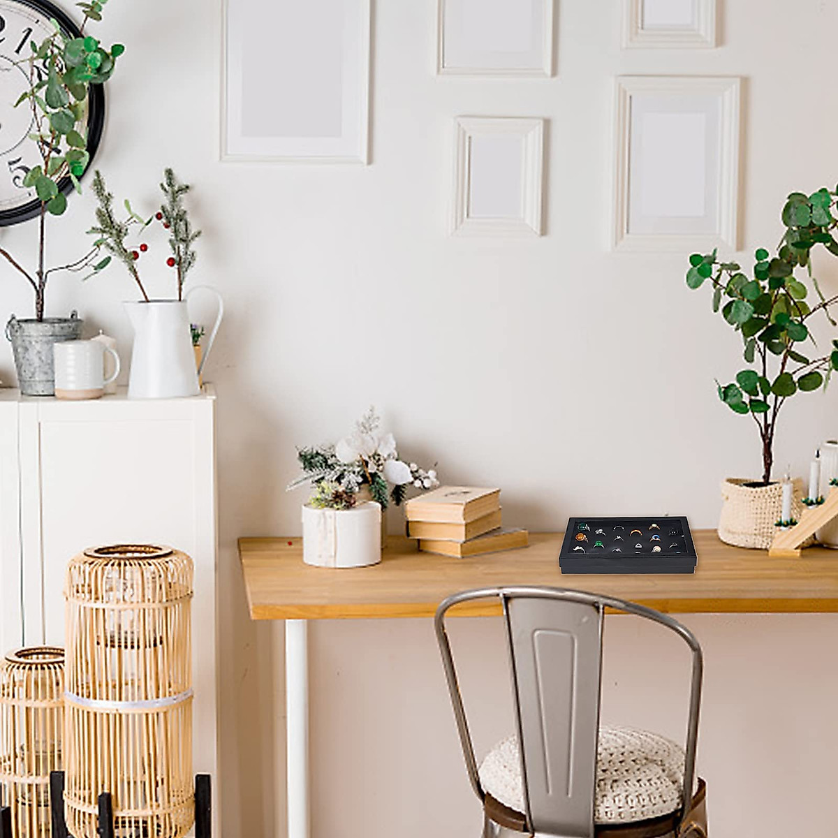 SUNNYCLUE 1Pc 36 Slots Ring Showcase Display Box Ring Organizer Boxes Rings Holders Insert Display Trays Transparent Packing Box for Business Selling Shows Jewelry Rings Earrings Storage Supply