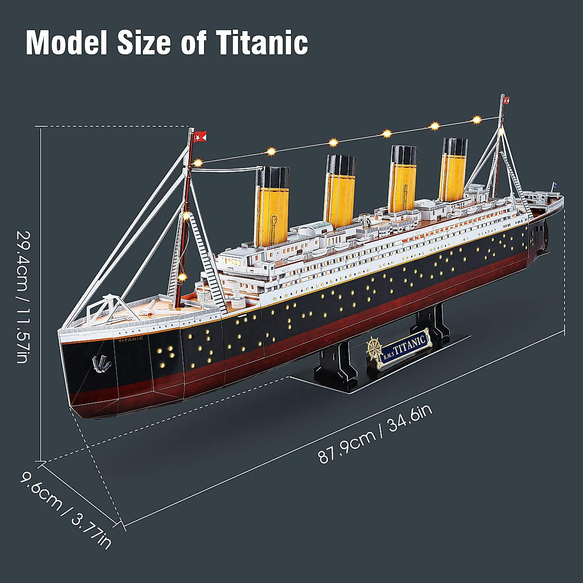 CubicFun 3D Puzzles for Adults - LED Titanic 35'' Large Ship - New Home Desk Decor - House Warming, Wedding, Anniversary, Valentines Day Teacher Gifts for Him Her Stocking Stuffers for Adults