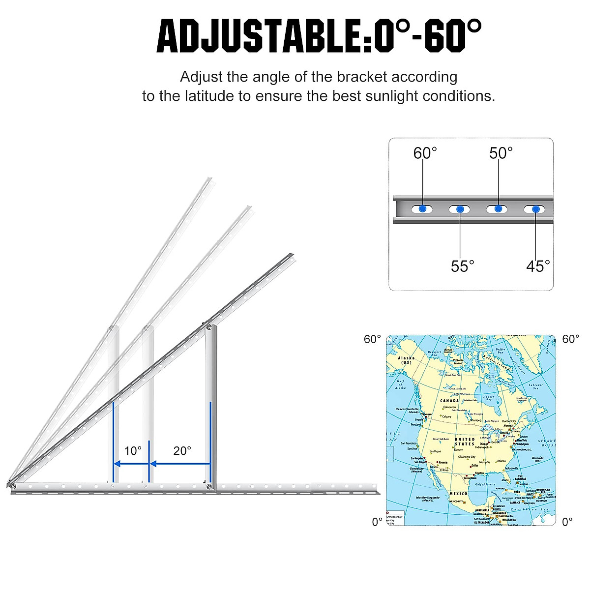 ECO-WORTHY 2 Sets 41inch Adjustable Solar Panel Tilt Mount Brackets with Foldable Tilt Legs, Ieal for 2-4pcs 180 200 300 400 Watt Solar Panel for Roof, RV, Boat, and Off-Grid…